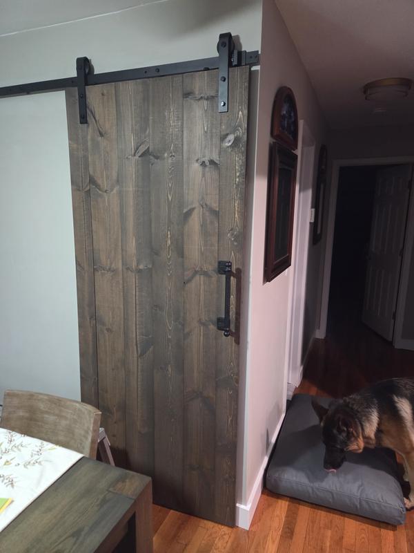 CALHOME 42-in x 84-in Carbon Gray Pine Wood Solid core Single Barn Door ...