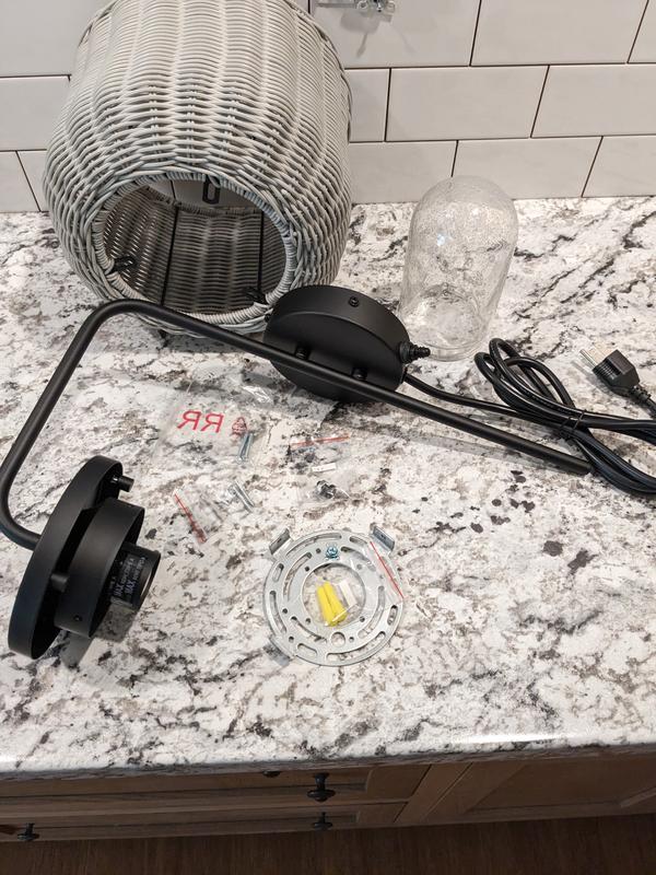 allen + roth Convertible 1-Light 16.5-in H Matte Black Plug-in ...