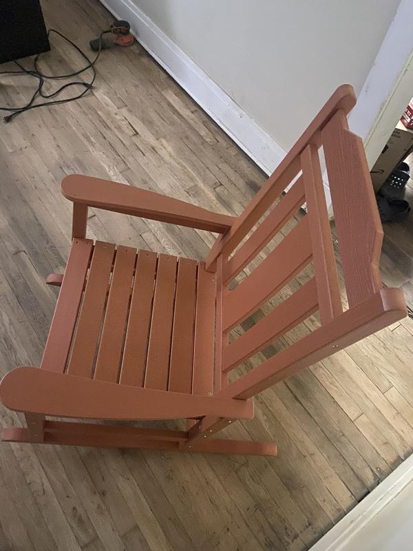 VOUA HDPE Patio Rocking Chairs GRAY HDPE Frame Rocking Chair with Slat ...