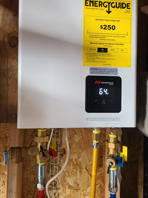 Mizudo Comfortech Classic Propane Gas 100,000 BTU Tankless Water Heater ...