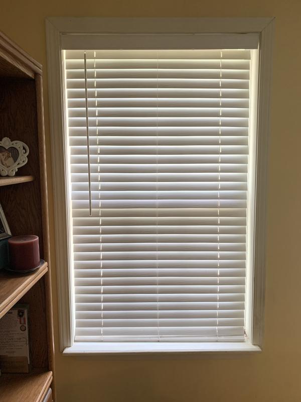 LEVOLOR Basics 2-in Slat Width 35-in x 48-in Cordless White Faux Wood Room Darkening Horizontal ...