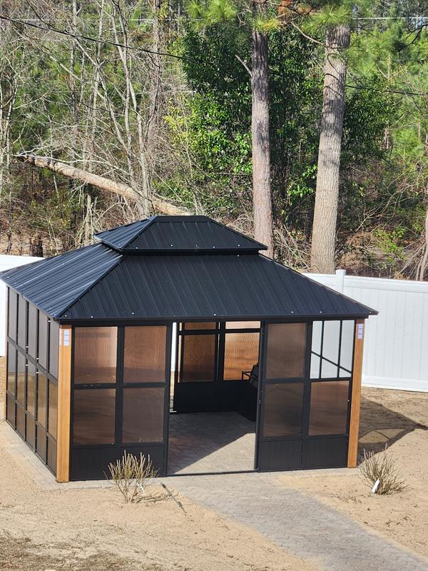 PURPLE LEAF 16-ft x 12-ft Sumroom Wood Grain - Black Top - w lights ...