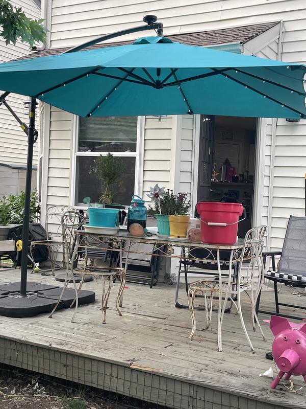 ACEGOSES 8.2-ft Steel Navy No-tilt Cantilever Patio Umbrella with ...