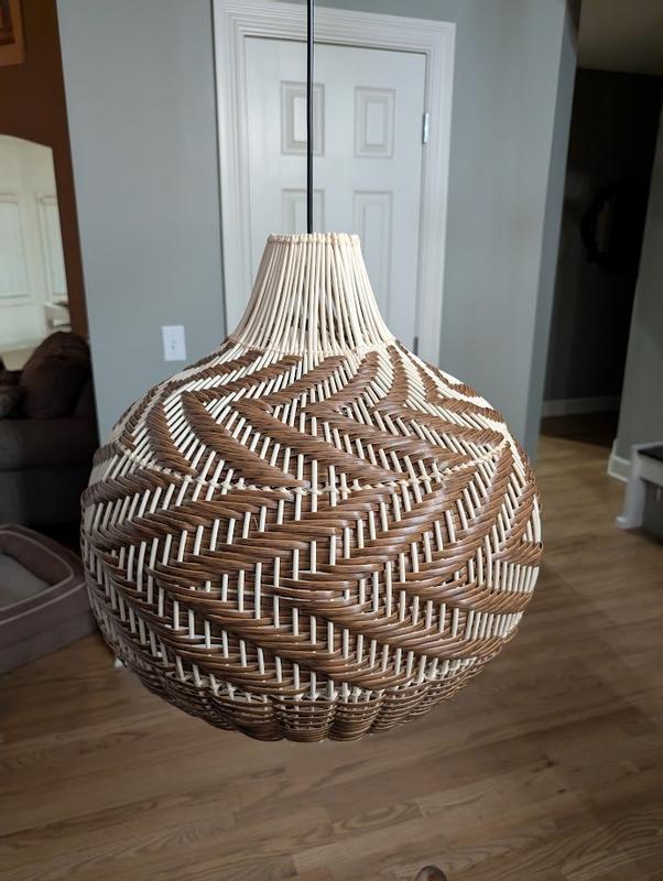 Parrot Uncle 1 -Light Black Farmhouse Rattan Bowl Medium Hanging ...
