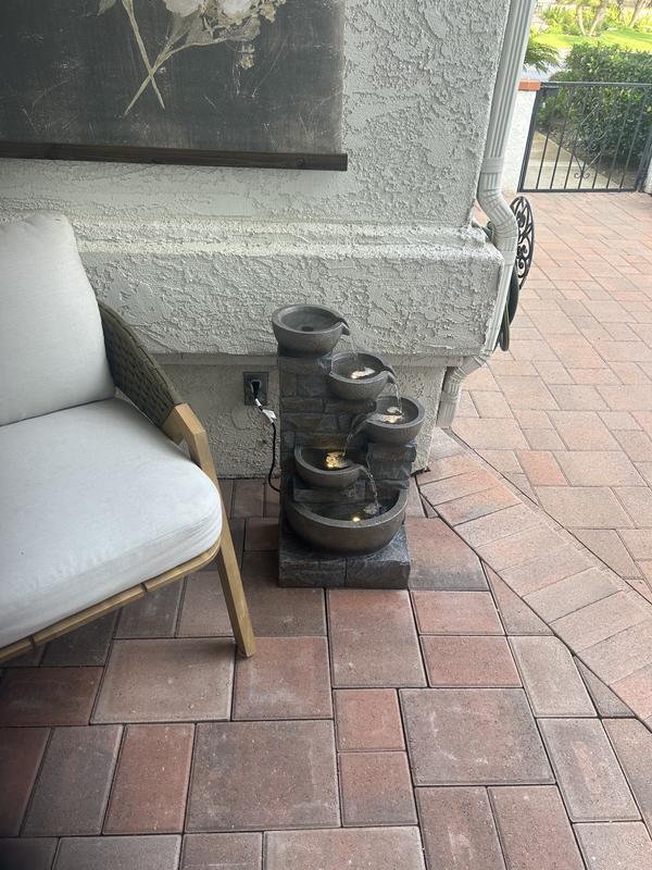 Style Selections 27-in H Resin Electric Powered Tiered Outdoor Fountain ...