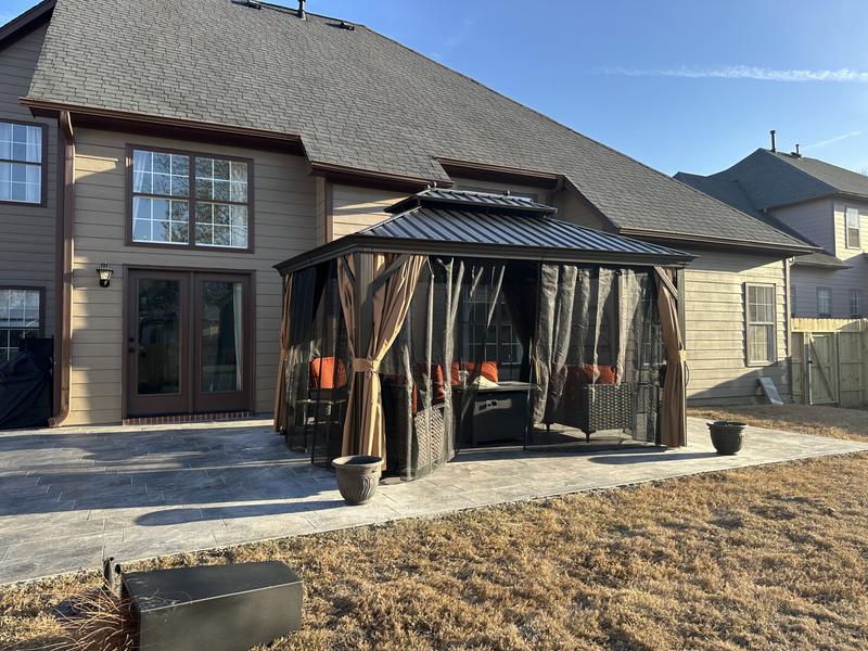 PURPLE LEAF 24-ft x 12-ft Metal Roof with Netting and Curtains Hard Top ...