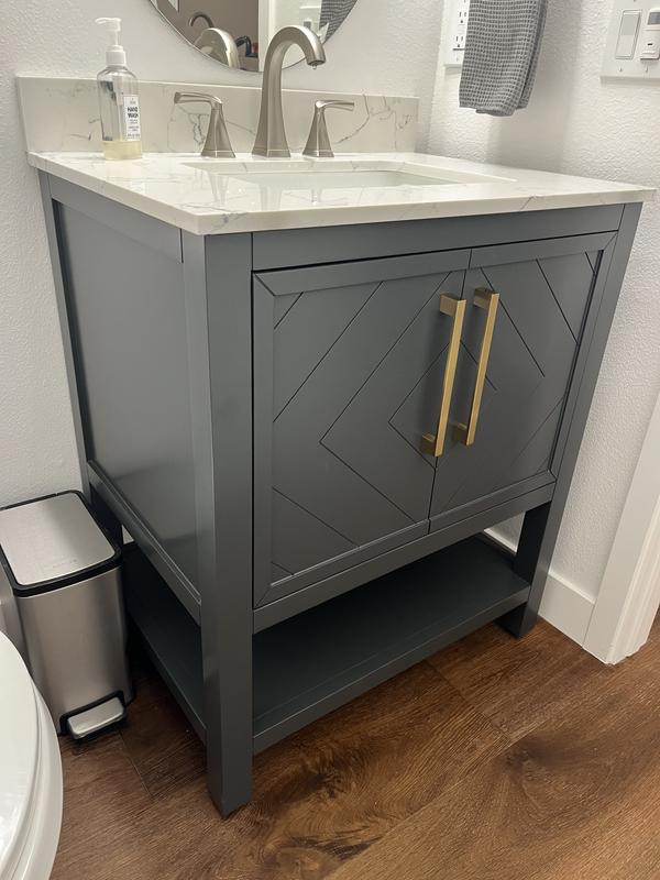 Origin 21 Quillian 60-in Carbon Grey Undermount Double Sink Bathroom ...