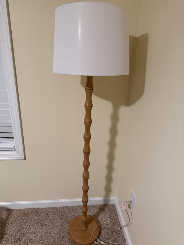 KAWOTI Bambi 61-in Painted Wood Brown Standard Floor Lamp with Fabric ...