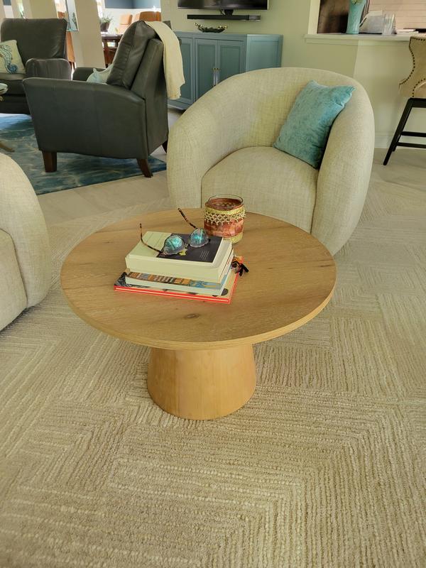 Furniture of America Modern Round Wood Oak Rubberwood 29-in W x 17-in H ...