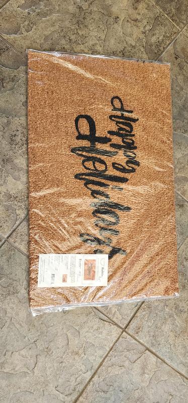 Rubber-Cal 18-in x 30-in Brown Coir Non-Slip Grip Indoor or outdoor ...
