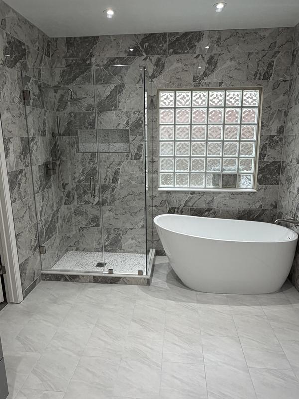 Origin 21 Grey Essence 10-in x 11-in Polished Porcelain Marble Look ...