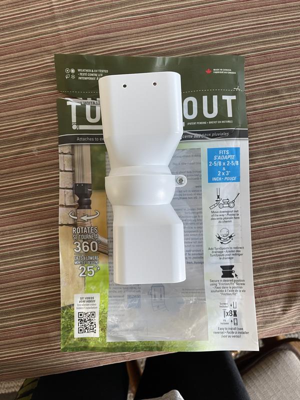TURNSPOUT Polymer 7.1-in White Adjustable Downspout connector in the ...