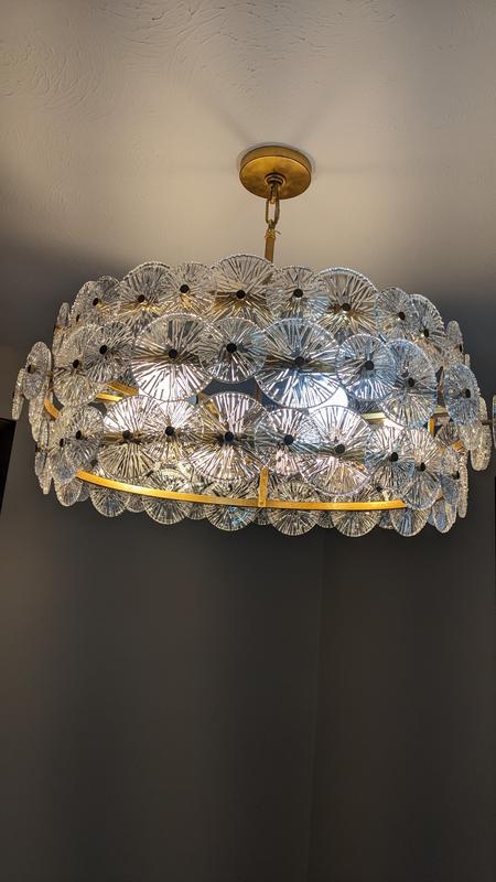 KAWOTI Quinn 6-Light Painted Antique Gold Glam Clear Glass Drum Medium ...