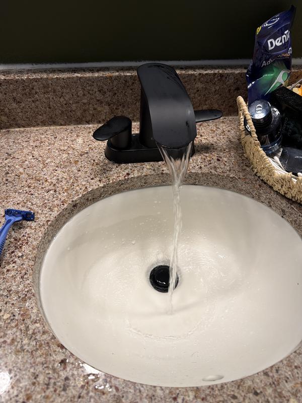 WOWOW Brushed Nickel 4-in centerset 2-Handle Waterfall Bathroom Sink ...