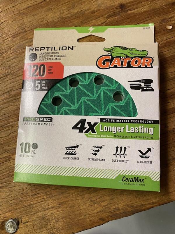 Gator Reptilion 10-Piece Ceramic Alumina 120-Grit Disc Sandpaper 391082 ...