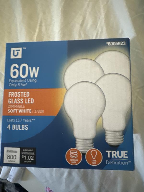 Utilitech 60 -Watt EQ A19 Daylight Screw bases Dimmable LED General purpose Light Bulb 8 -Pack ...