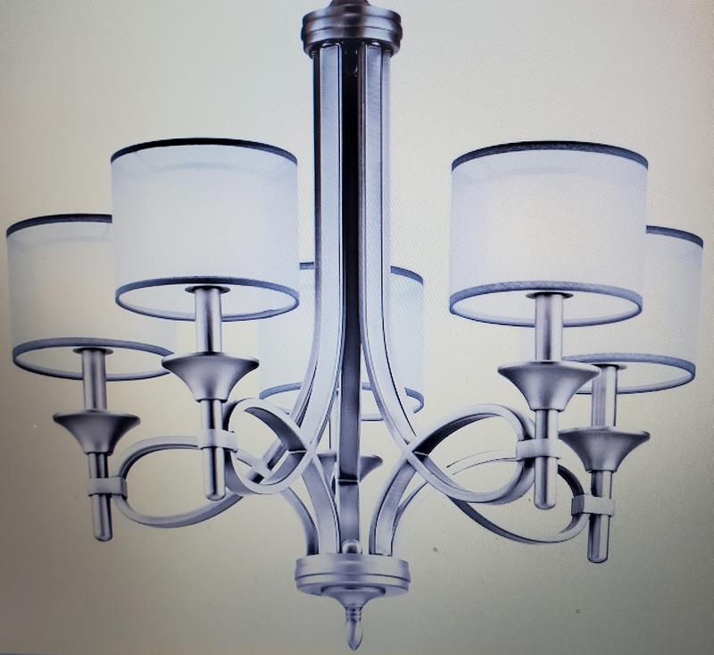 Kichler Lacey 5 -Light Antique Pewter Etched glass Metal Chandelier at ...