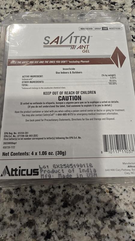Atticus Savitri Ant Gel Bait - 4x30 Gram Syringes - Indoxacarb in the ...