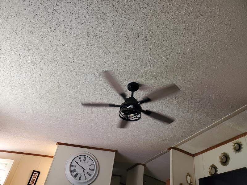 SILJOY 52-In Black Rustic Cage Ceiling Fan with Light X Frame Quiet DC ...