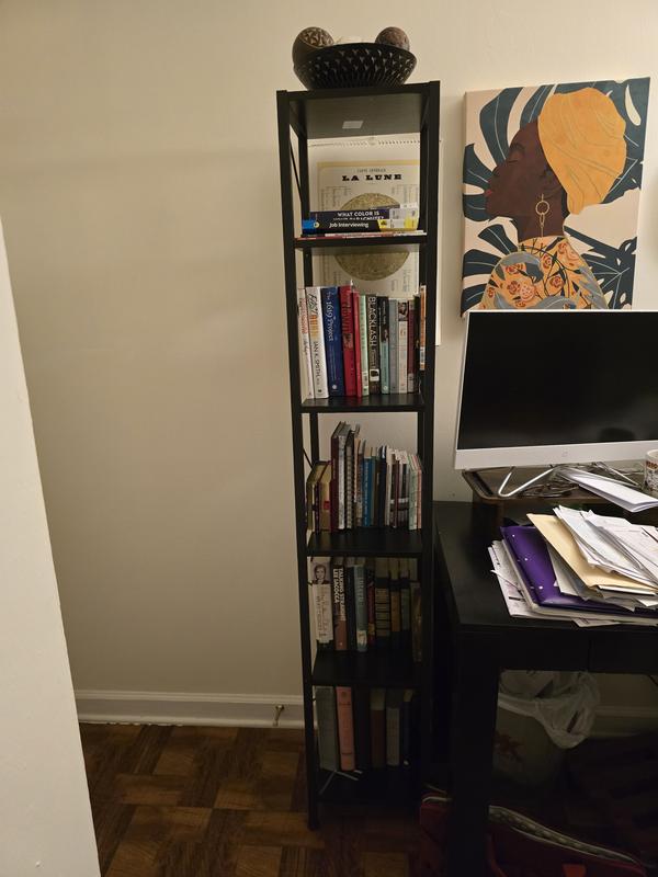 Qeetex Bookshelf - Narrow Bookcase Tall Skinny Storage Rack Shelf - 6 ...