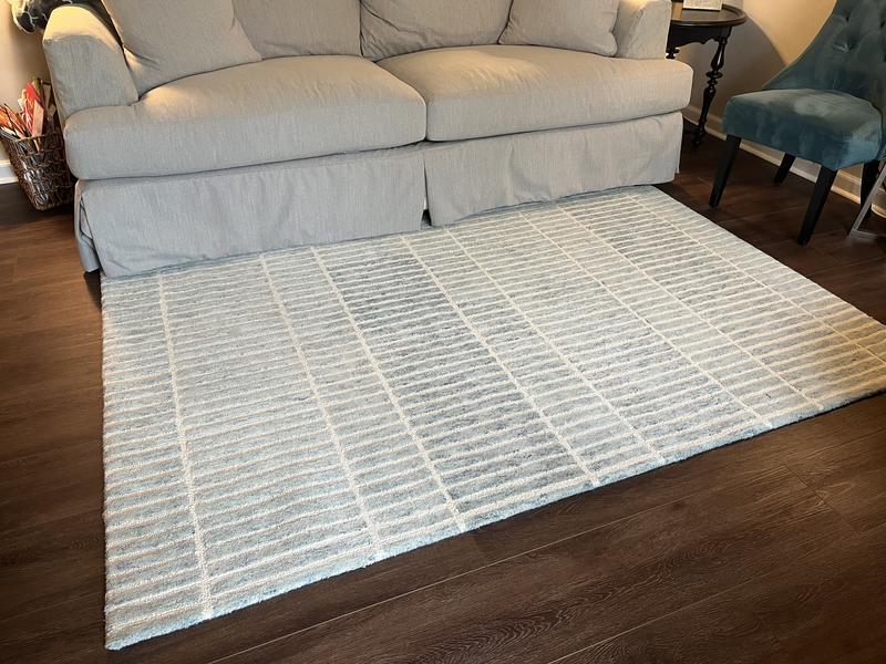 allen + roth Serene Sails 9 X 12 (ft) Wool Blue Ivory Indoor Geometric ...