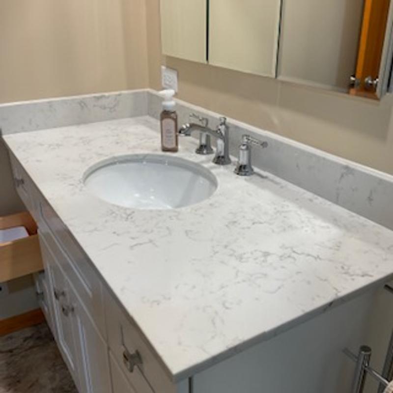 MarCraft Vista 49-in x 22-in Polished Orion Quartz Undermount Single ...