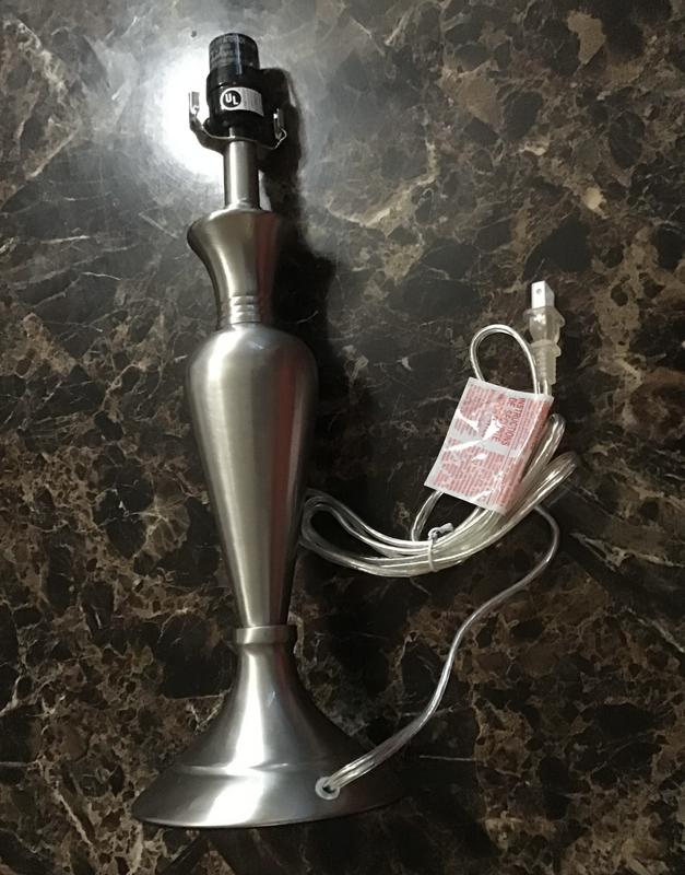 allen + roth 18.5-in Brushed Steel Plug-in Metal Lamp Base MTL-1138 at Lowes.com