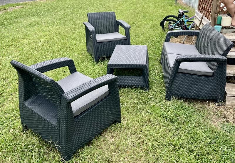 Keter Corfu All Weather Outdoor Patio Garden Furniture 4 -Piece Patio ...