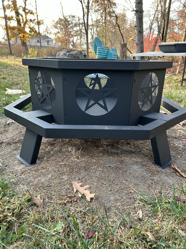 Vicinity 43-in 43.11-in W Black Steel Wood-Burning Fire Pit FP10-43 at ...