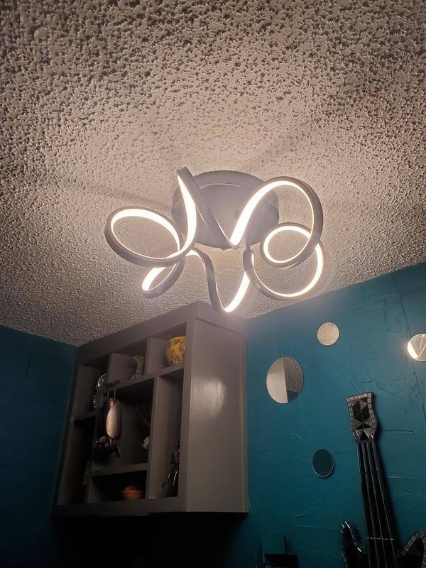 Artika Ribbon 1-Light 19.69-in Matte Black LED Flush Mount Light FM-SR ...