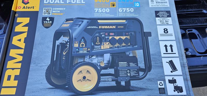 Firman Hybrid 9400 / 7500-Watt Dual Fuel (Gasoline/Propane) Portable ...