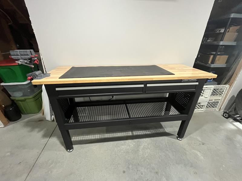 CRAFTSMAN 72-in L x 41-in H 2-Drawers Rolling Black Butcher Block ...