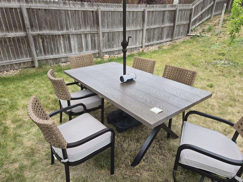 Shop allen + roth Caledonia 7-Piece Patio Dining Set with Cream ...