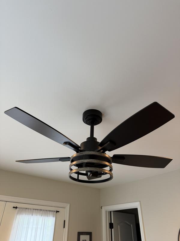 SILJOY 46-in Rustic Cage Ceiling Fan with Walnut or Black Color Blades ...