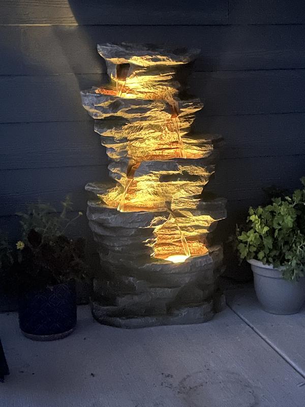 allen + roth 40.2-in H Resin Electric Powered Rock Outdoor Fountain ...