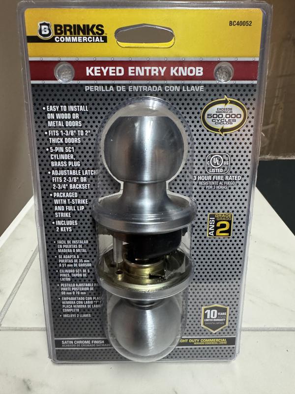 BRINKS COMMERCIAL Satin Chrome Interior/Exterior Keyed Entry Door Knob BC40052 at Lowes.com