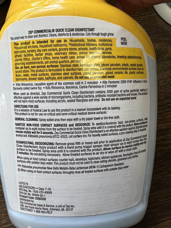 Zep Commercial Quick Clean Disinfectant 32-fl oz Disinfectant Liquid ...