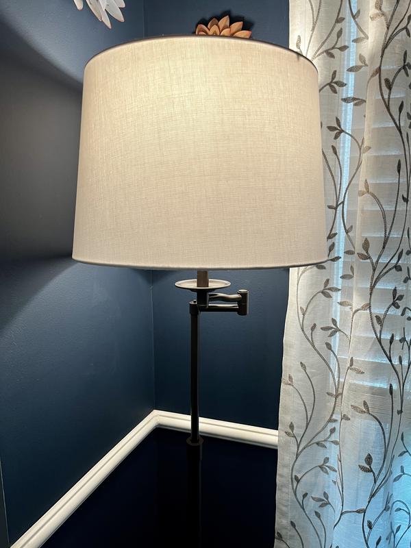 KAWOTI 64.5-in Bronze Swing-arm Floor Lamp with Linen Shade in the ...