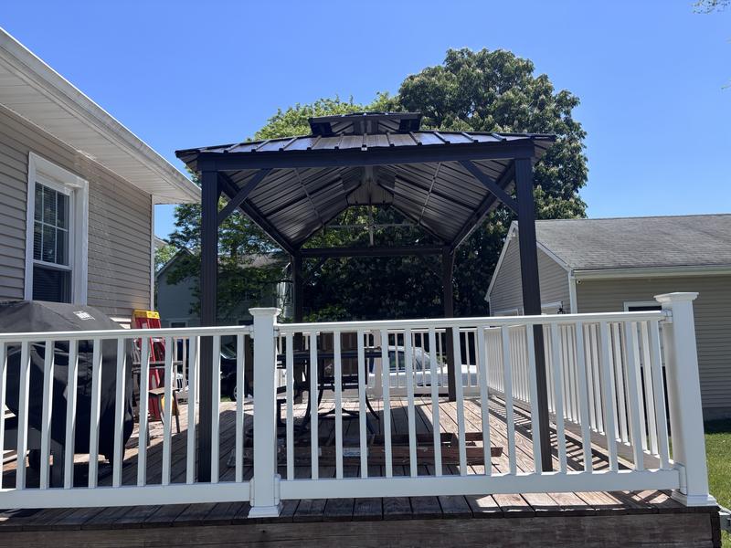 PURPLE LEAF 8-ft x 8-ft Gazebo Square Bronze Metal Steel Roof Gazebo ...