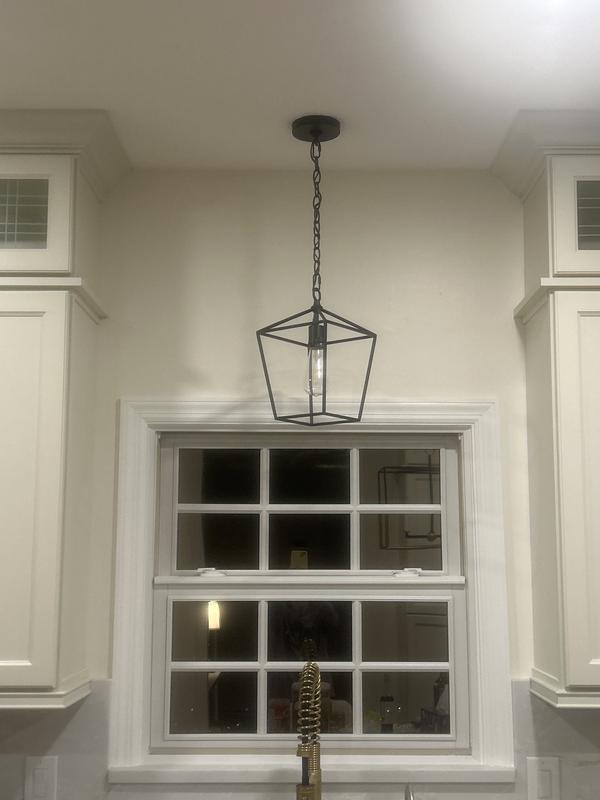 allen + roth Matte Black Transitional Geometric Mini Indoor/Outdoor ...