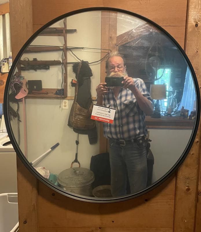 Keonjinn Bathroom Mirrors 40-in W x 40-in H Round Brushed Gold Framed ...