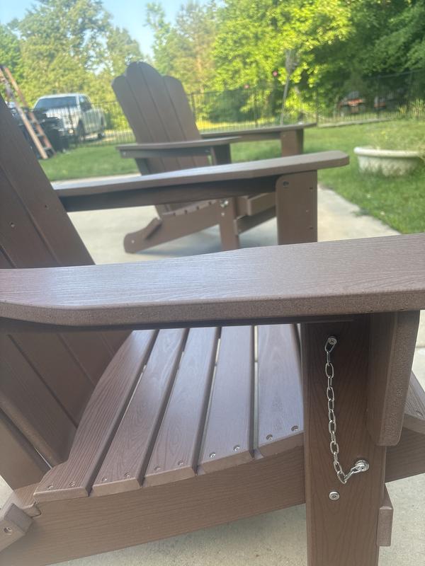 VOUA HDPE Folding Adjustable Adirondack Chair Stackable White HDPE ...