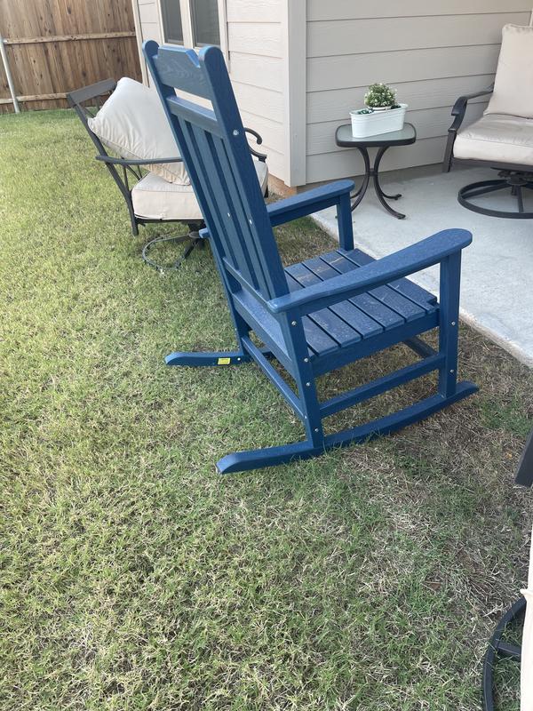 VOUA HDPE Set of 2 COFFEE HDPE Frame Rocking Chair with Slat Seat in ...