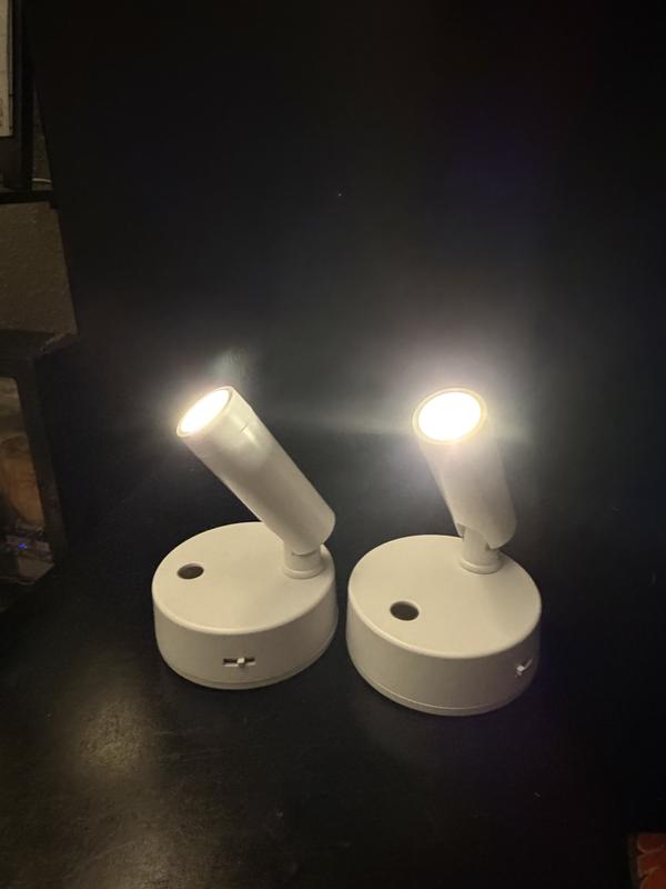 Utilitech 3-in White Battery Operated Indoor LED Spot Light with Timer ...