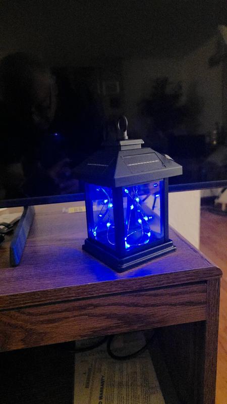 allen + roth 4-in x 6.6-in Black Metal Solar Outdoor Decorative Lantern ...