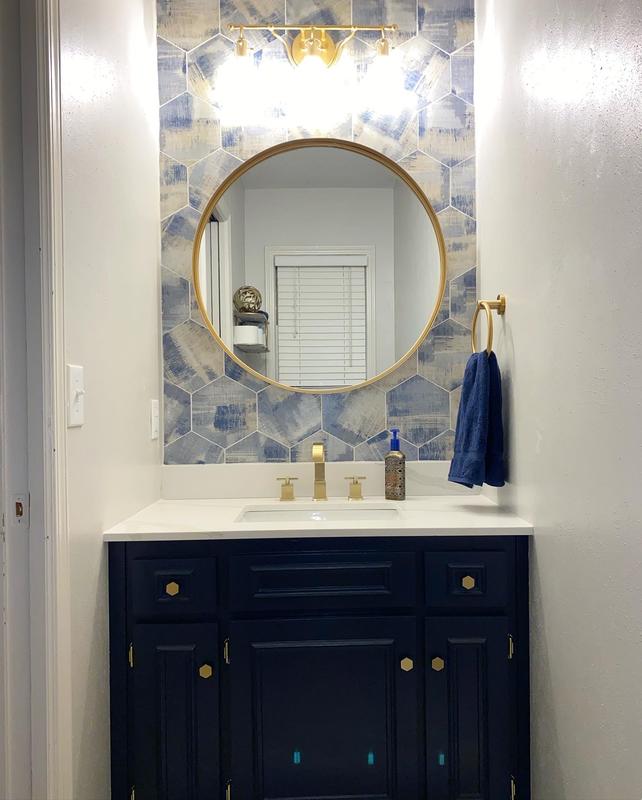 LNC Phosphenes 22-in 3-Light Matte Gold LED Modern/Contemporary Vanity ...