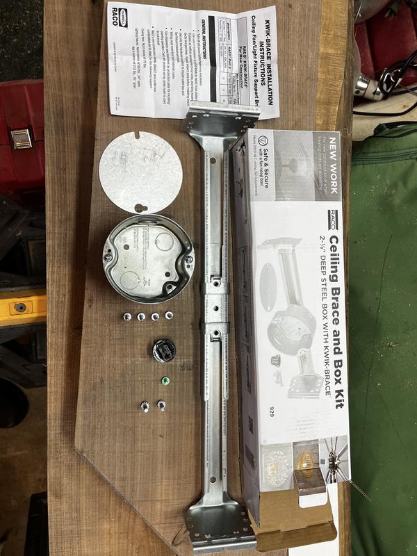 Hubbell RACO Galvanized Steel New Work Ceiling Fan Electrical Box 929 ...