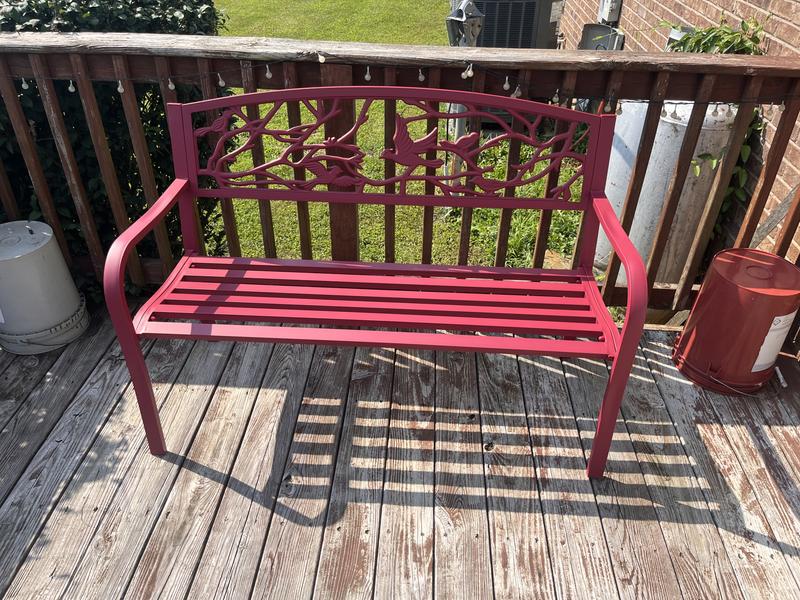 Forclover Outdoor Red Steel Park Bench 48.5-in W x 30-in H Red Steel ...