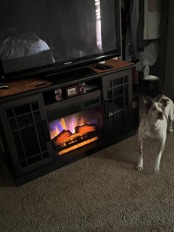 allen + roth 54-in W Blanco Oak TV Stand with Infrared Quartz Flat Wall ...