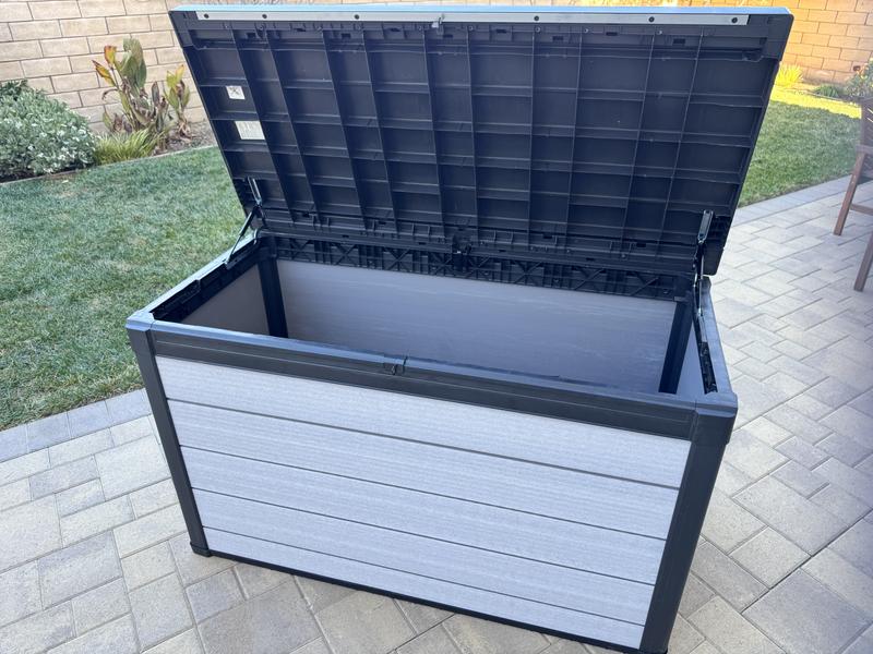 Keter Denali Durable Outdoor Storage 200-Gallon Grey Plastic Deck Box ...